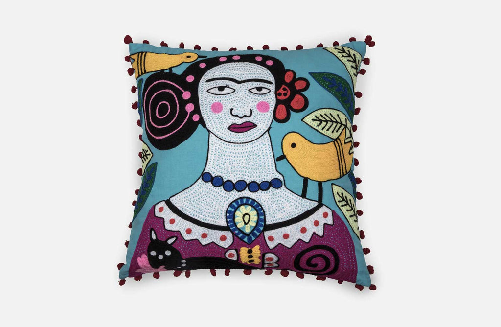 Frida Kahlo Pillow - Greige